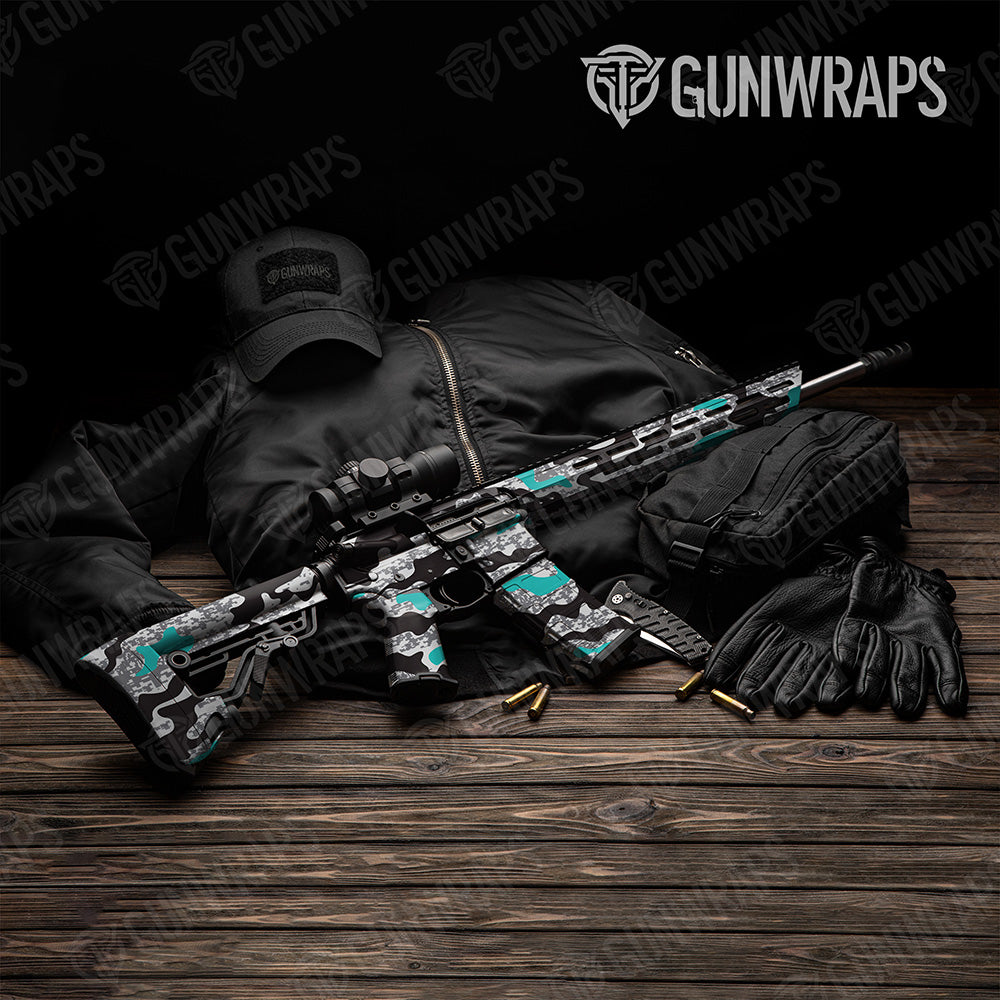 AR-15 Compound Urban Tiffany Blue Camo Gun Skin Vinyl Wrap | CamoWraps ...