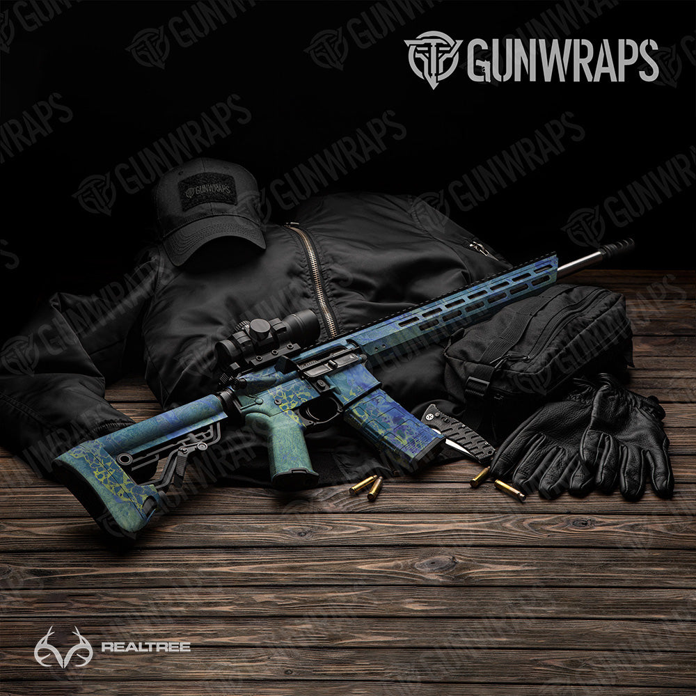 AR-15 Realtree WAV3 Blue Yellow Camo Gun Skin Vinyl Wrap | CamoWraps ...