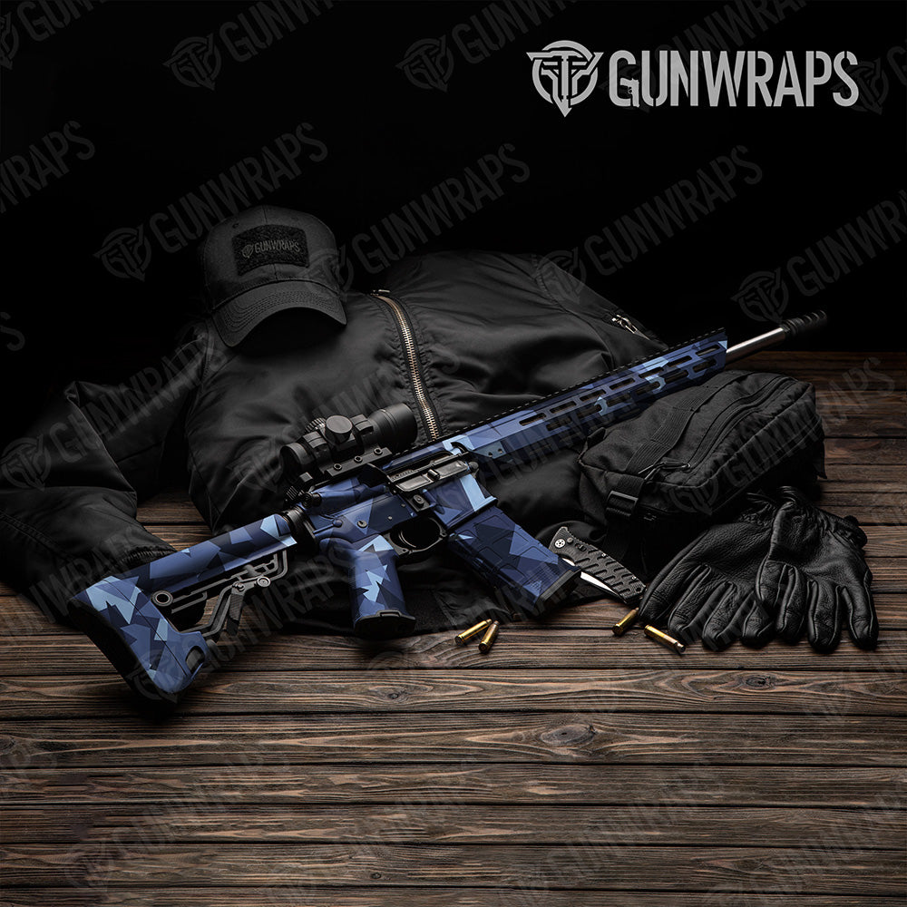 AR-15 Shattered Blue Urban Night Camo Gun Skin Vinyl Wrap | CamoWraps ...