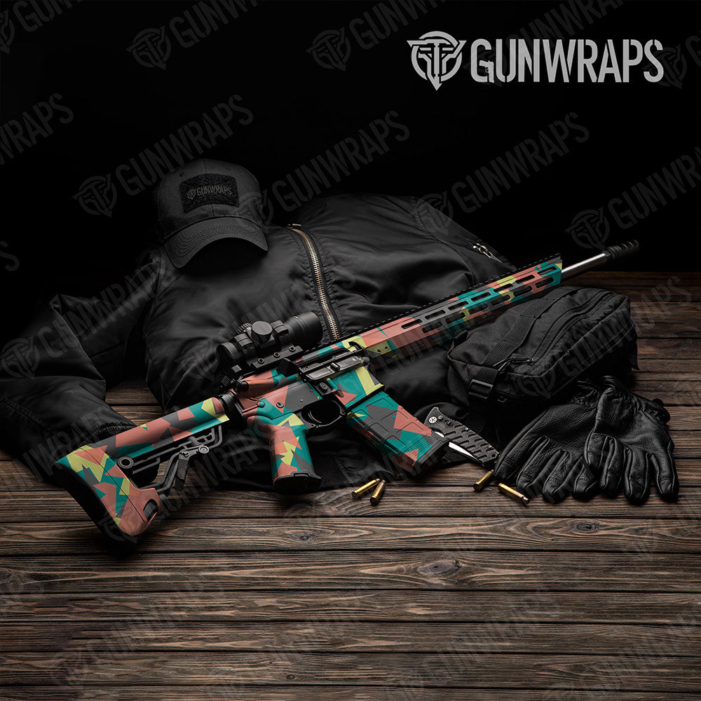AR-15 Shattered Fiesta Camo Gun Skin Vinyl Wrap | CamoWraps – Camo Wraps