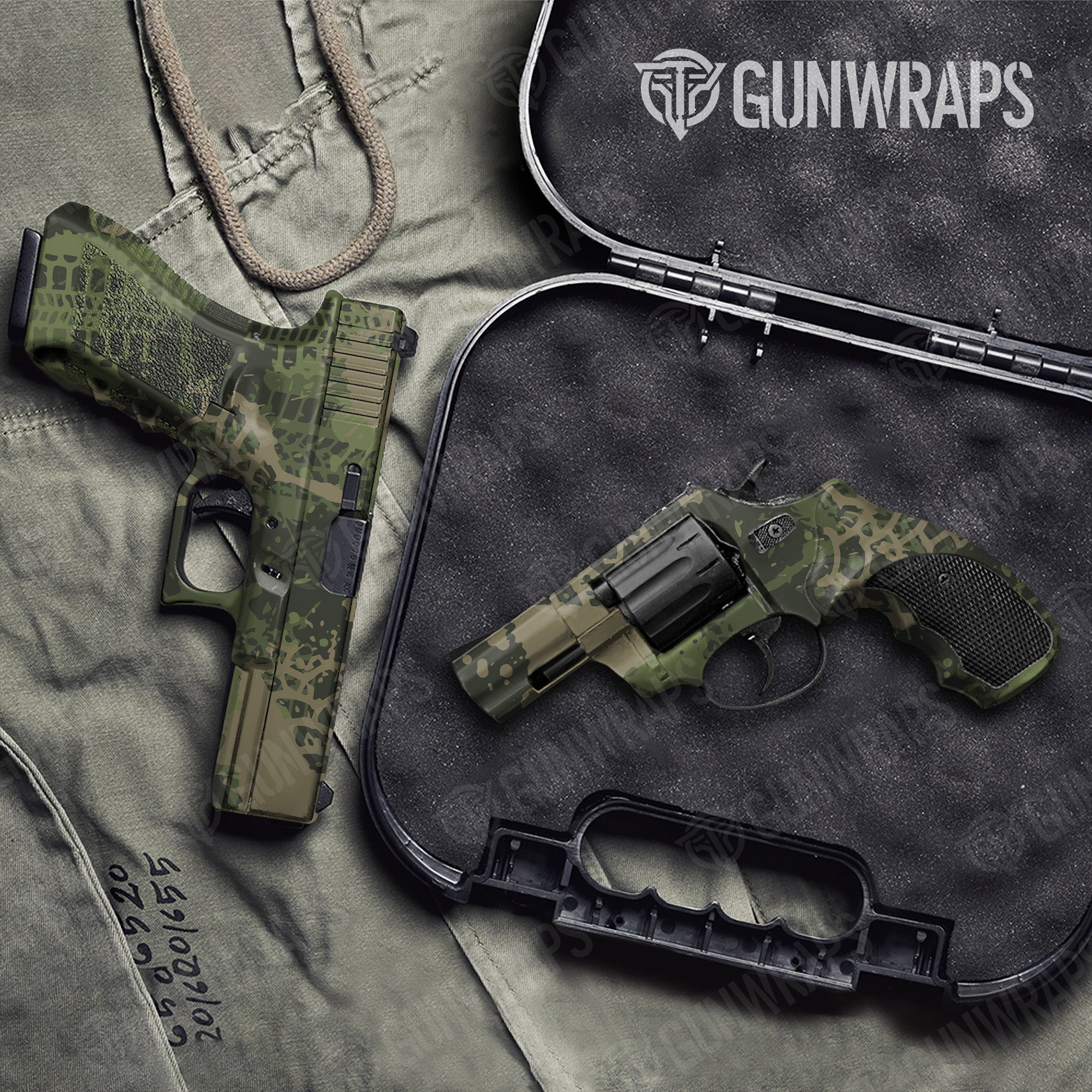 Handgun Tire Splatter Army Green Camo Gun Skin Vinyl Wrap | CamoWraps ...