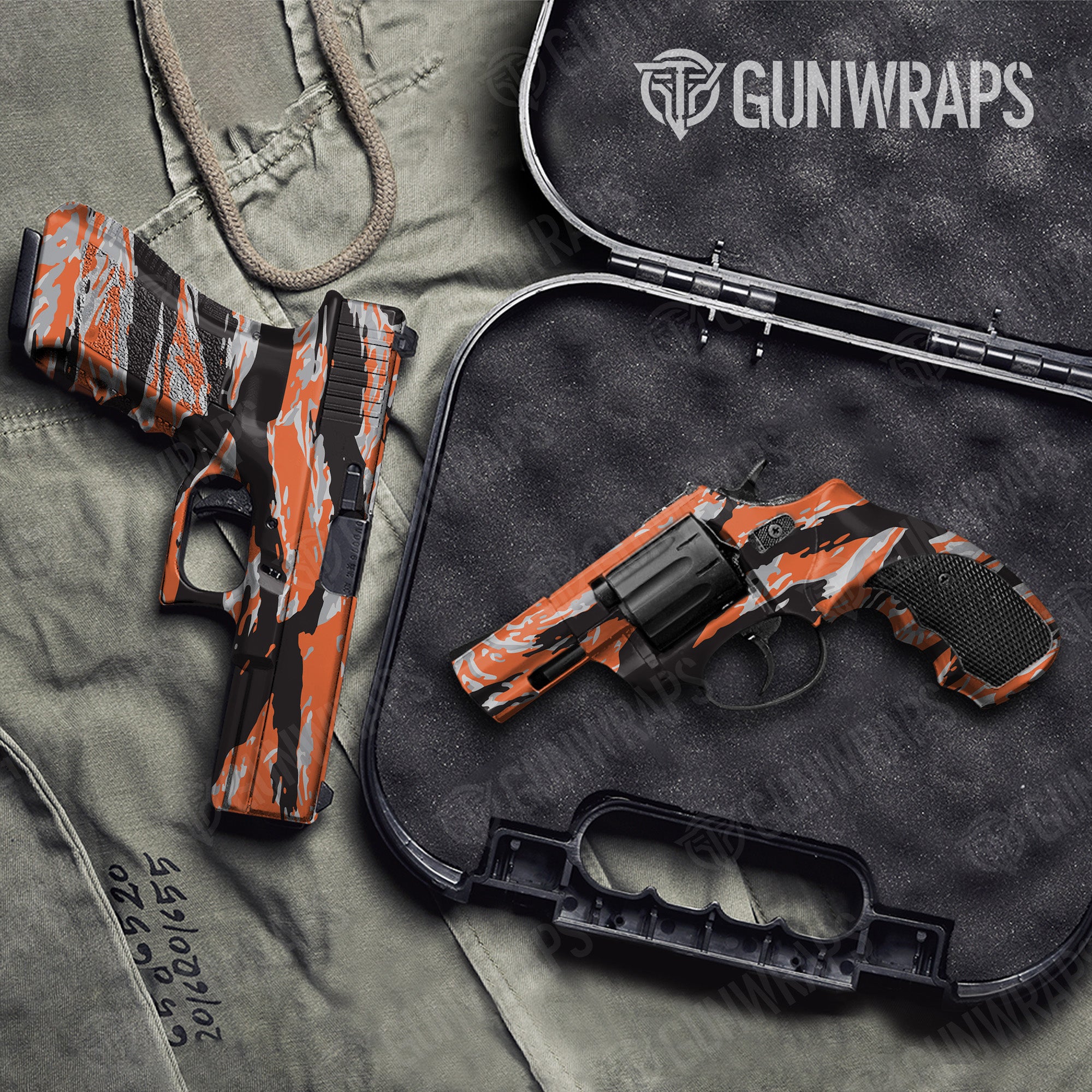 Handgun Vietnam Tiger Stripe Orange Tiger Camo Gun Skin Vinyl Wrap ...