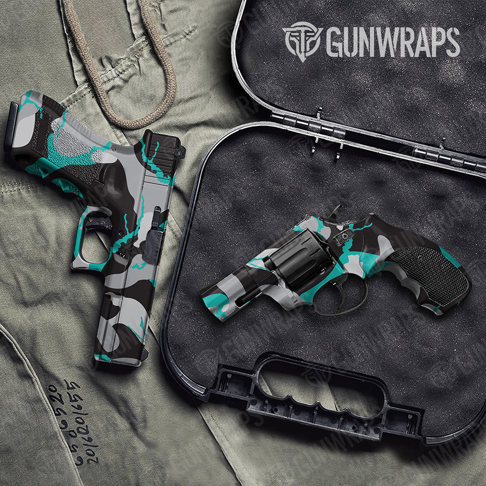 Handgun Ragged XL Tiffany Blue Tiger Camo Gun Skin Vinyl Wrap ...