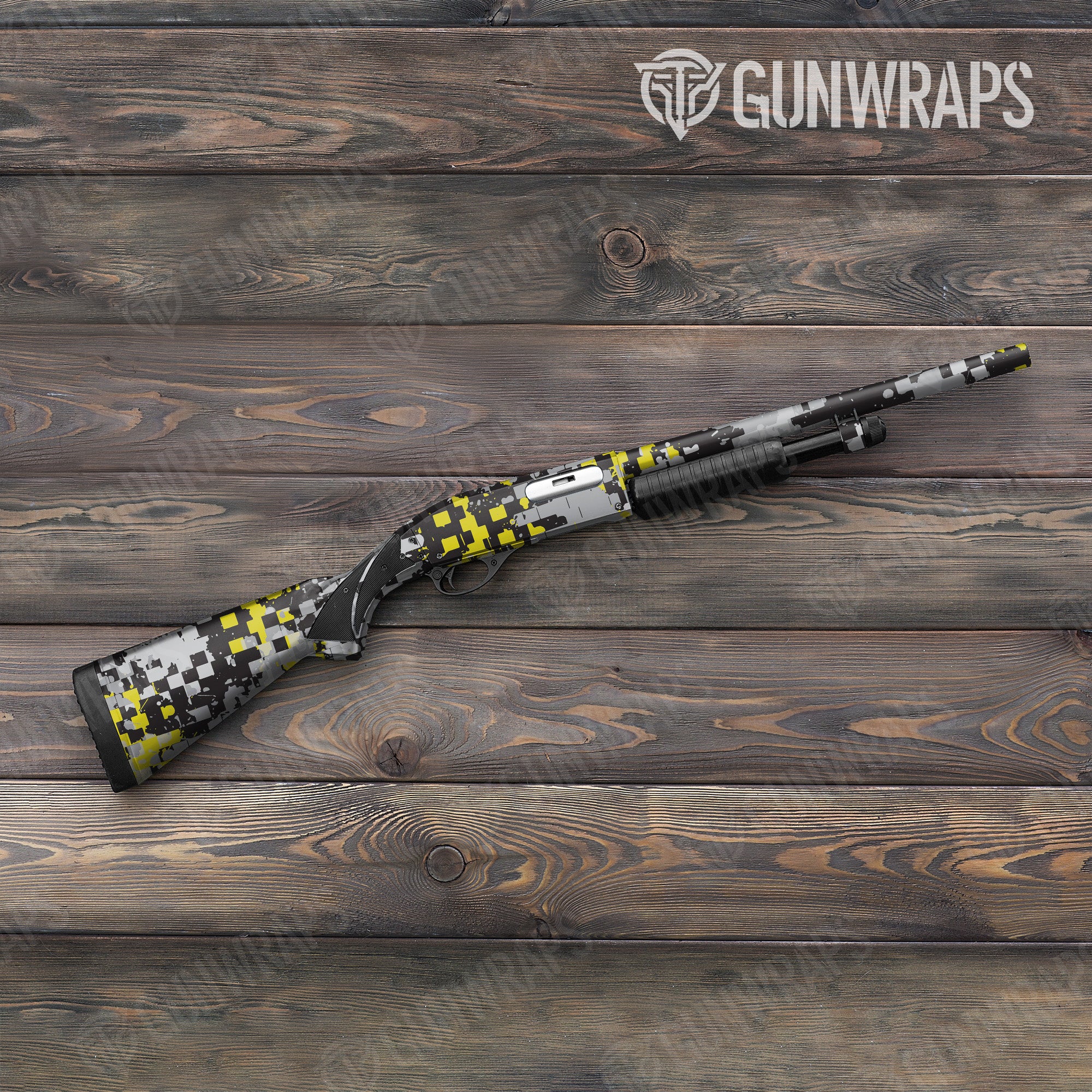 Shotgun Broken Plaid Yellow Tiger Camo Gun Skin Vinyl Wrap | CamoWraps ...