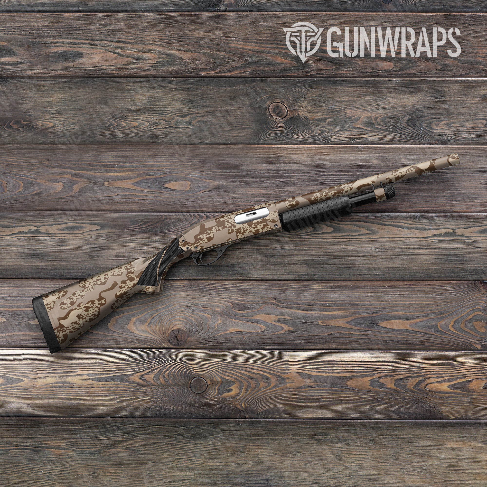 Shotgun Compound Desert Camo Gun Skin Vinyl Wrap | CamoWraps – Camo Wraps