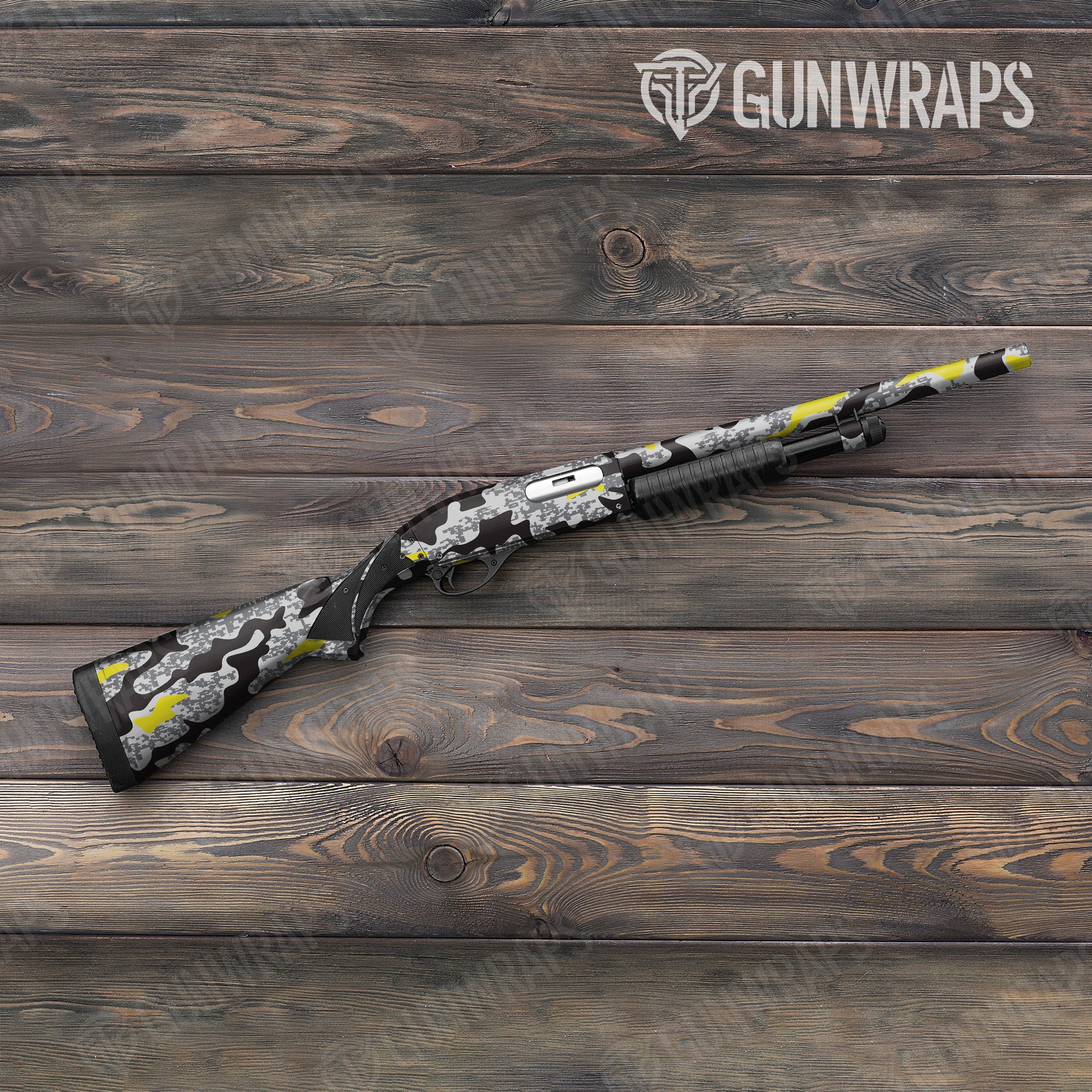 Shotgun Compound Urban Yellow Camo Gun Skin Vinyl Wrap | CamoWraps ...
