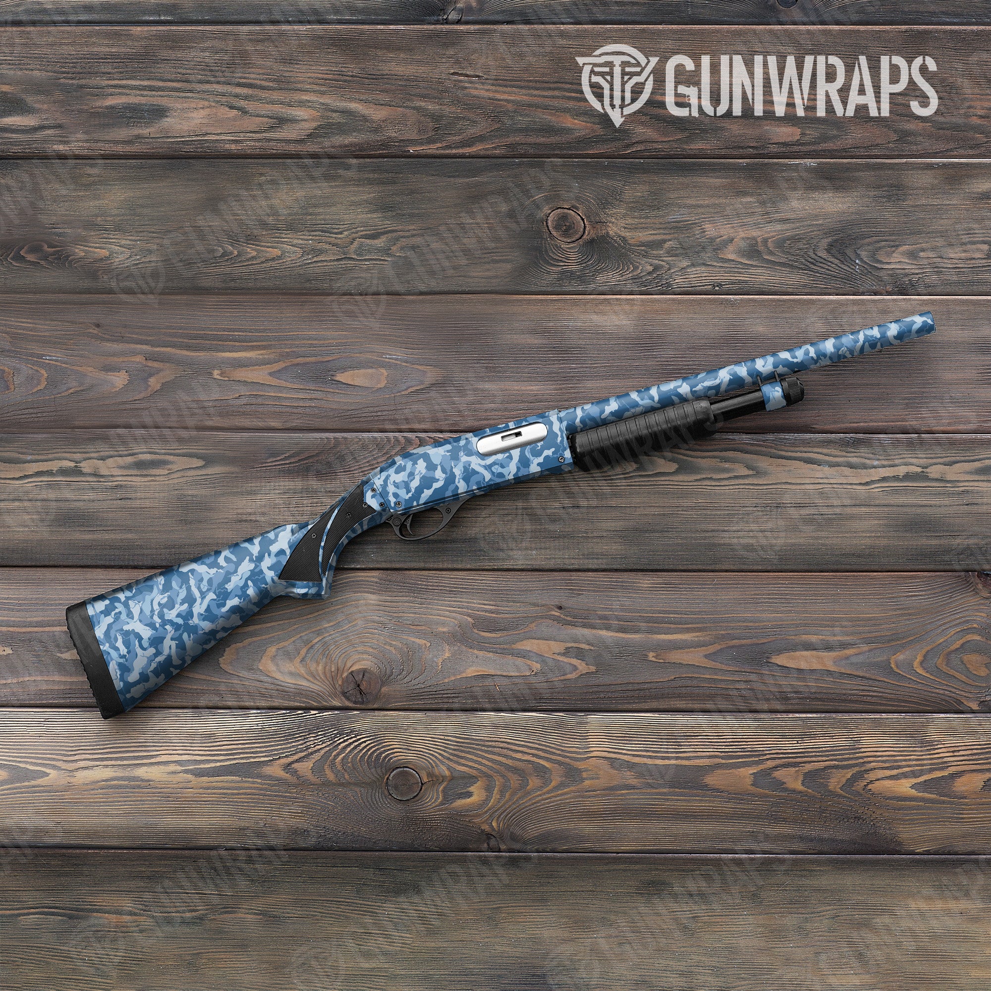 Shotgun Ragged Cool Blue Camo Gun Skin Vinyl Wrap | CamoWraps – Camo Wraps