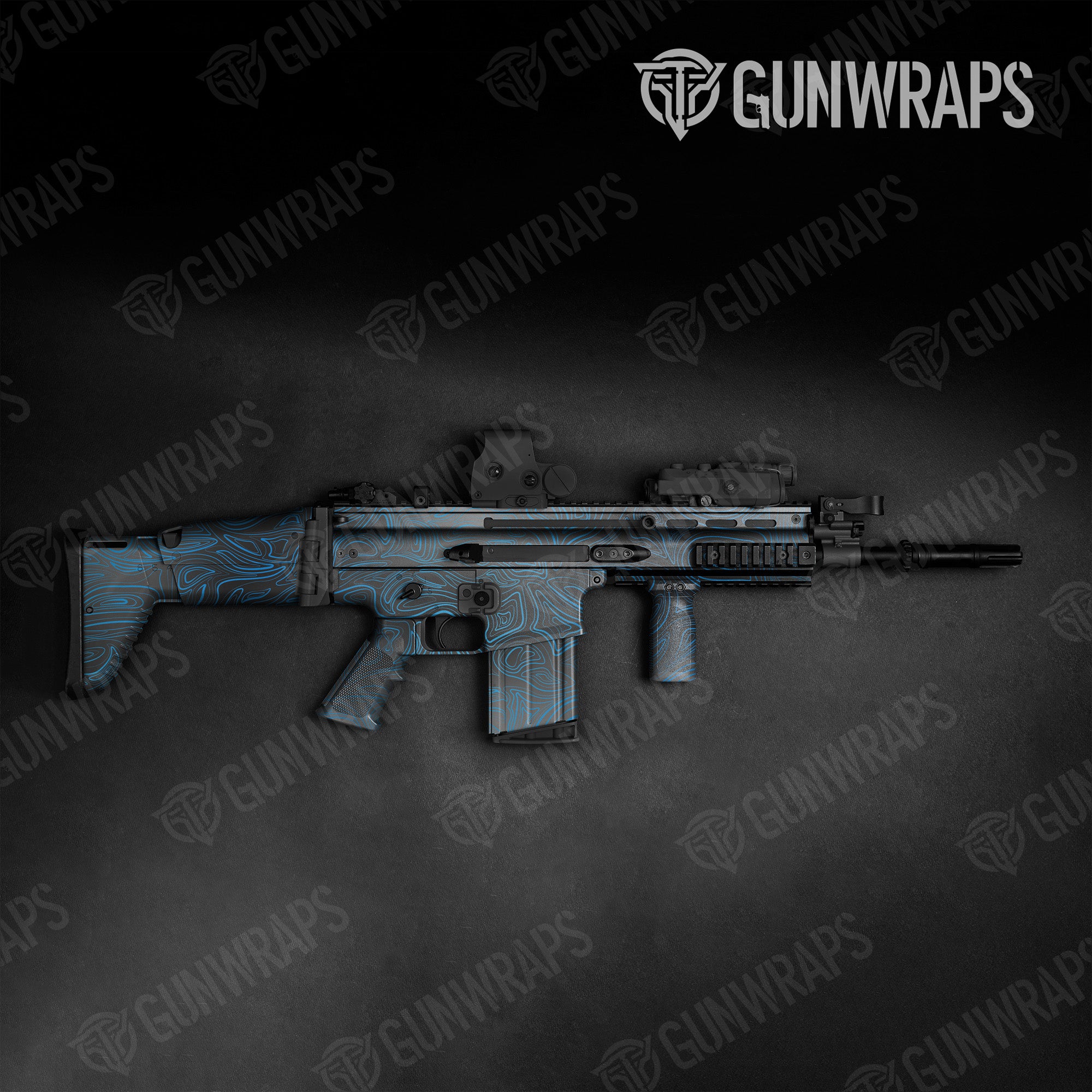 Tactical Damascus Blue Camo Gun Skin Vinyl Wrap | CamoWraps – Camo Wraps